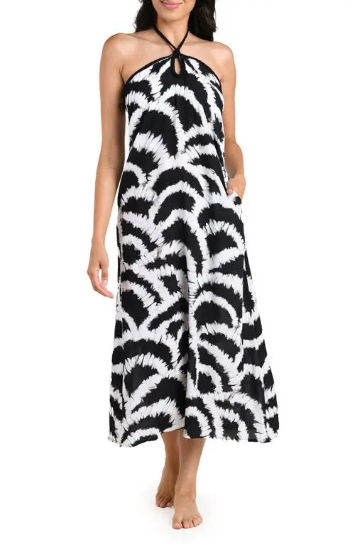 La Blanca Shadows Halter Maxi Cover-up Dress - Black