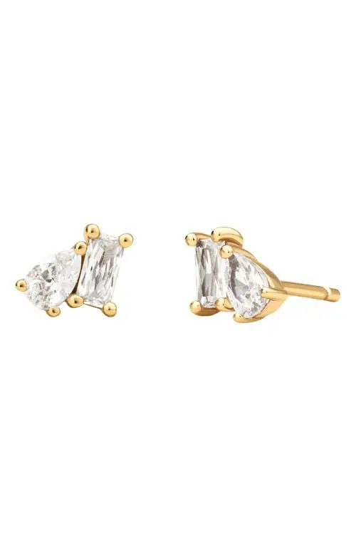 MADE BY MARY Toi Et Moi Stud Earrings - Gold Vermeil