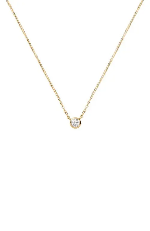 MADE BY MARY Poppy Cubic Zirconia Solitaire Necklace - Gold Vermeil