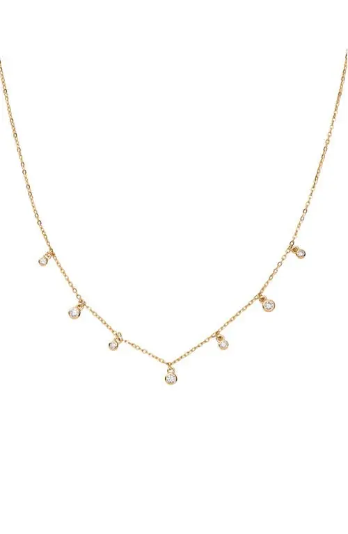 MADE BY MARY Poppy Cubic Zirconia Solitaire Necklace - Gold Vermeil