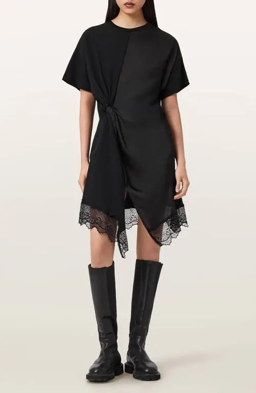 ALLSAINTS Lana Lace Hem Mini Dress - Black