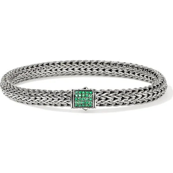 John Hardy Sterling Silver Icon Bracelet With Pavé Sapphires - Emerald