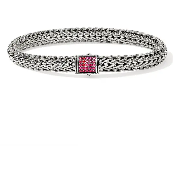 John Hardy Sterling Silver Icon Bracelet With Pavé Sapphires - Ruby