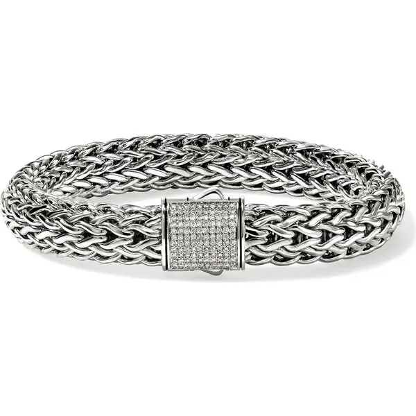 John Hardy Sterling Pavé Diamond Chain Bracelet - Silver
