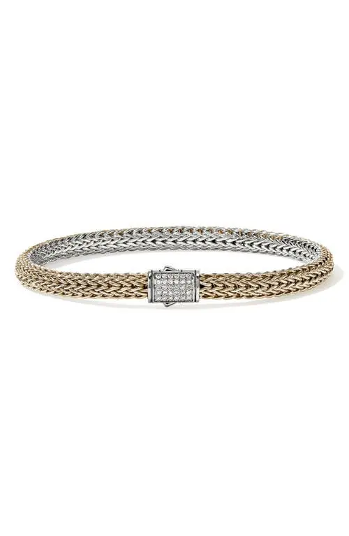 John Hardy Sterling Pavé Diamond Icon Bracelet - Silver And Gold