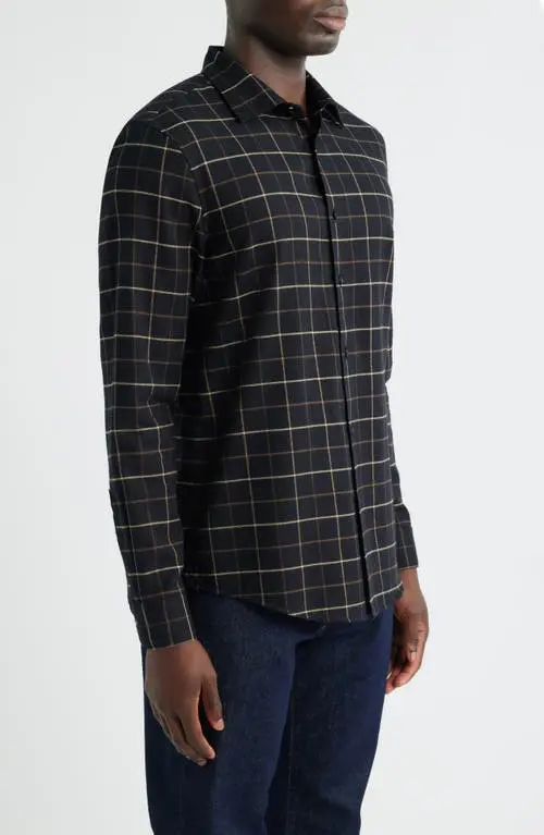 Nordstrom Grid Cotton & Cashmere Button-up Shirt