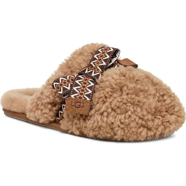 UGG Maxi Curly Genuine Shearling Scuff Slipper - Chestnut