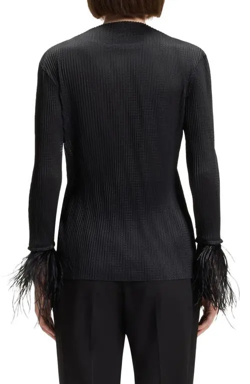 BOSS Efedera Texture Feather Cuff Top