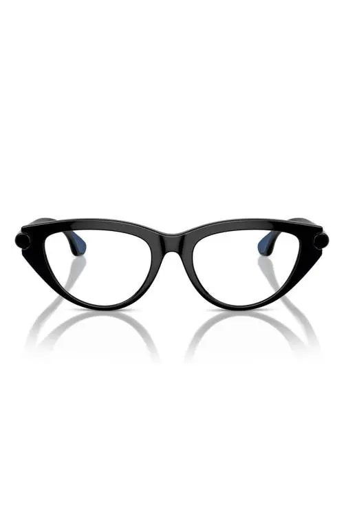 Burberry 45mm Cat Eye Optical Glasses - Black/demo Lens