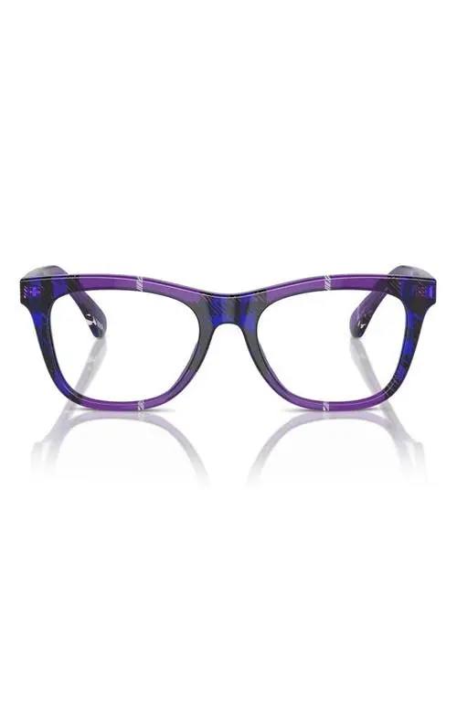 Burberry 45mm Square Optical Glasses - Check Violet/demo Lens