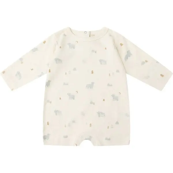 QUINCY MAE Polar Bear Print Organic Cotton Romper - Ivory