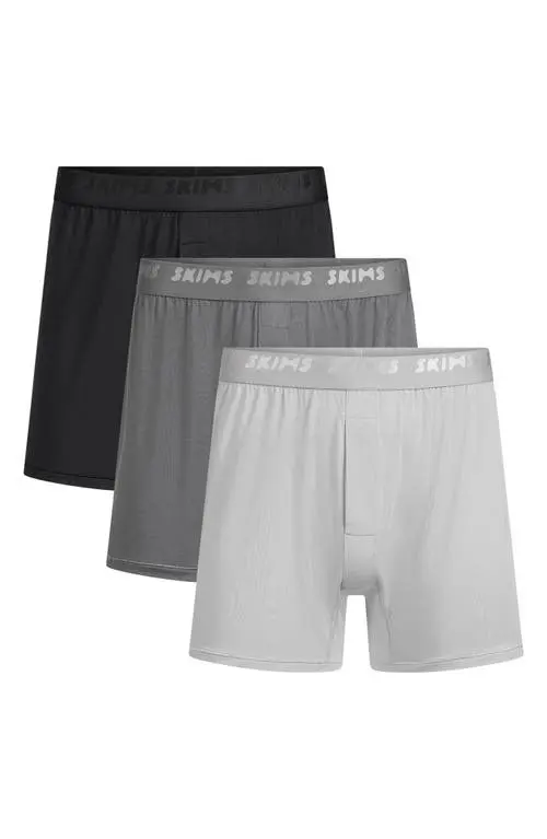 SKIMS Stretch 3-pack Knit Boxers - Gunmetal Multi