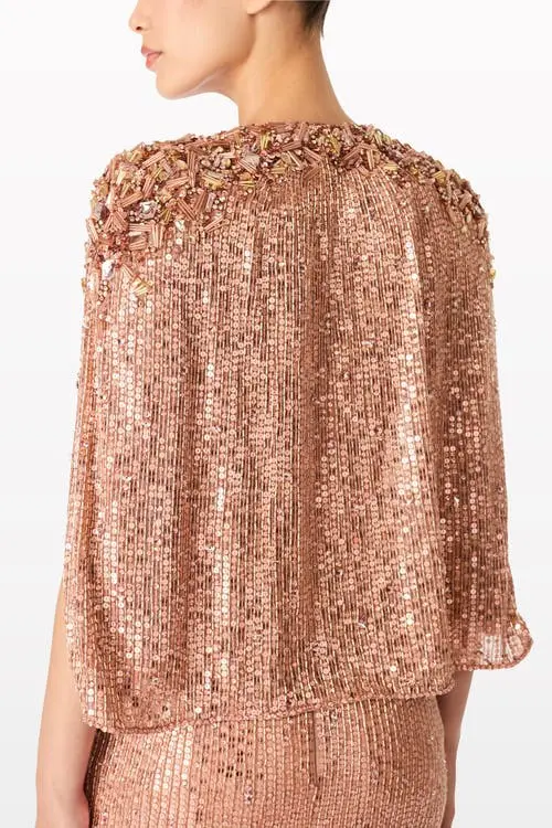 Jenny Packham Mina Sequin Capelet - Sable