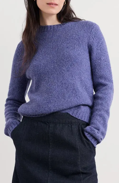 SEASALT CORNWALL Dawson Pick Merino Wool-blend Crewneck Sweater - Knit Melange Bilberry