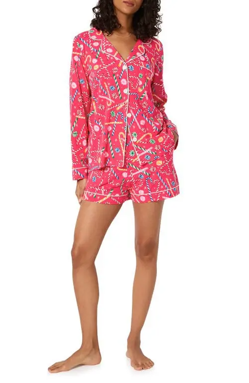BEDHEAD PAJAMAS Print Stretch Organic Cotton Short Pajamas - Peppermint Twist
