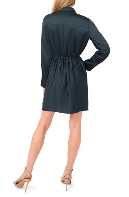 Ted Baker London Center Twist Long Sleeve Hammered Satin Shirtdress