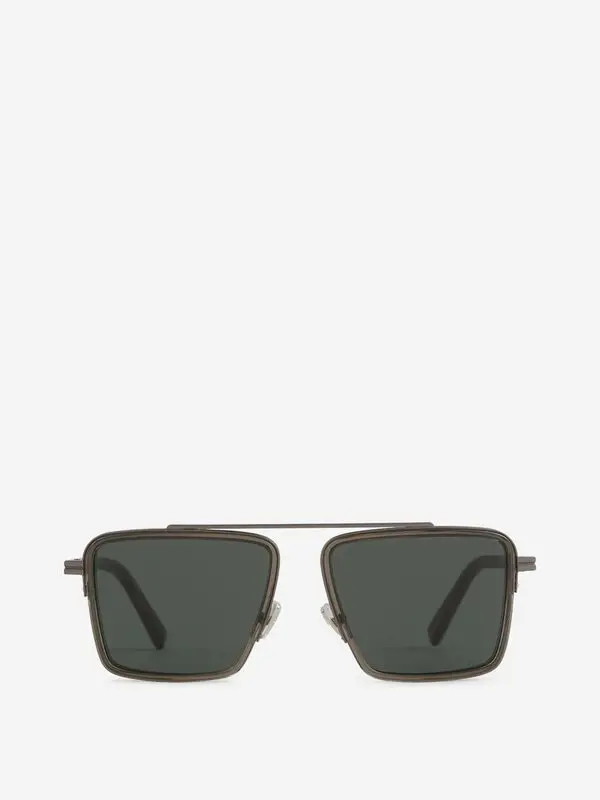 Zegna Acetate And Metal Aviator Sunglasses - Grey