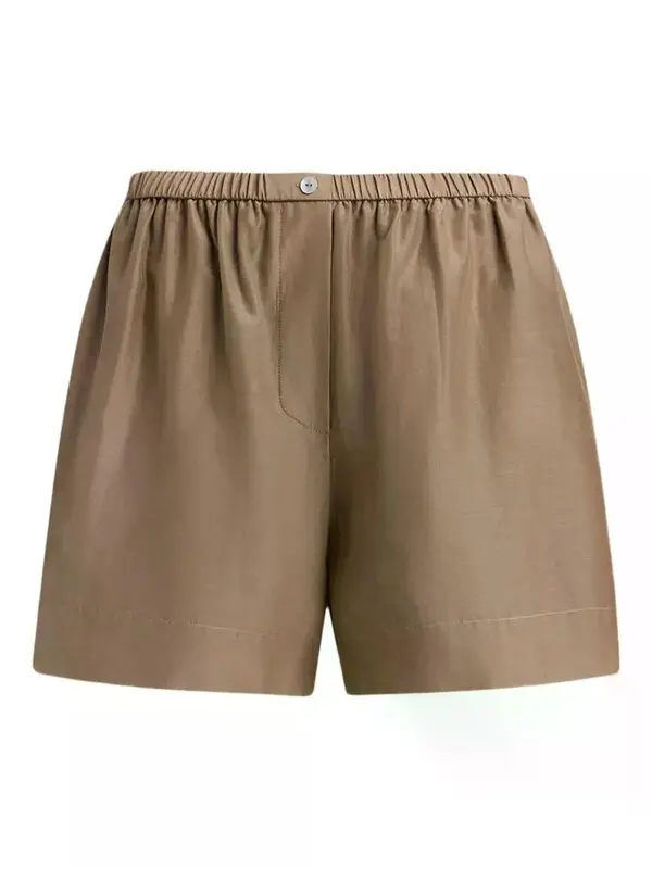 12 STOREEZ Elasticated-waist Cotton Shorts - Brown