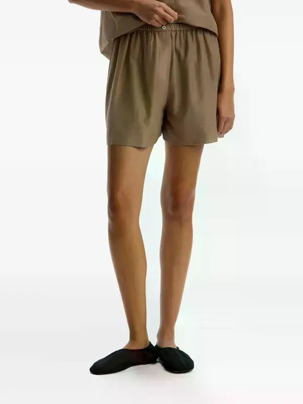 12 STOREEZ Elasticated-waist Cotton Shorts - Brown