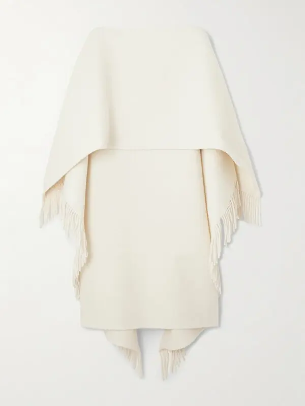 TOTEME Fringed Wool-blend Poncho - Off-white