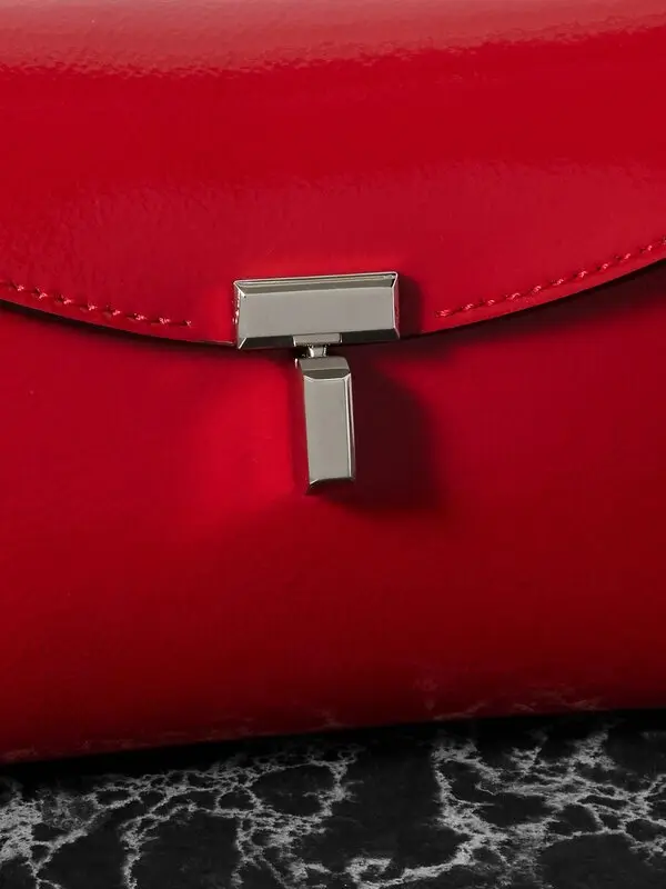 TOTÊME T-lock Mini Patent-leather Clutch - Red