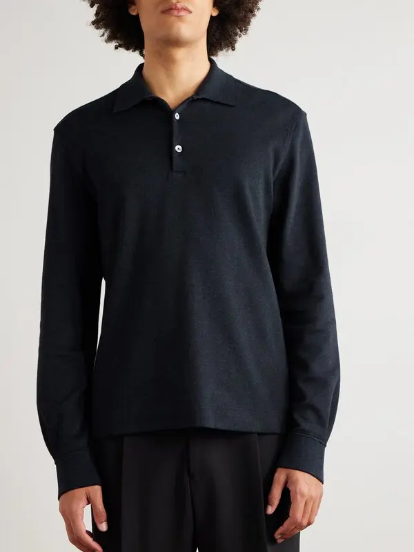 Zegna Cotton-piqué Polo Shirt - Blue