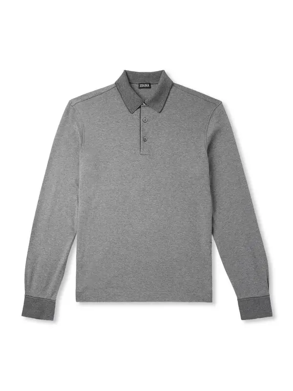 Zegna Cotton-piqué Polo Shirt - Gray
