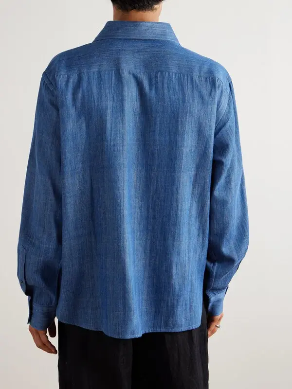 KARDO Luis Embroidered Cotton-chambray Shirt