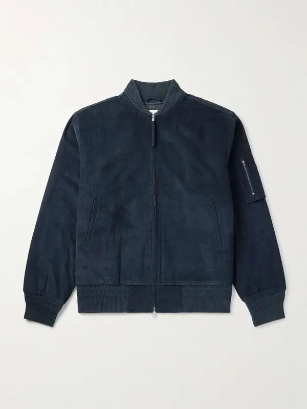 KARDO Max Logo-embroidered Cotton-corduroy Bomber Jacket - Navy