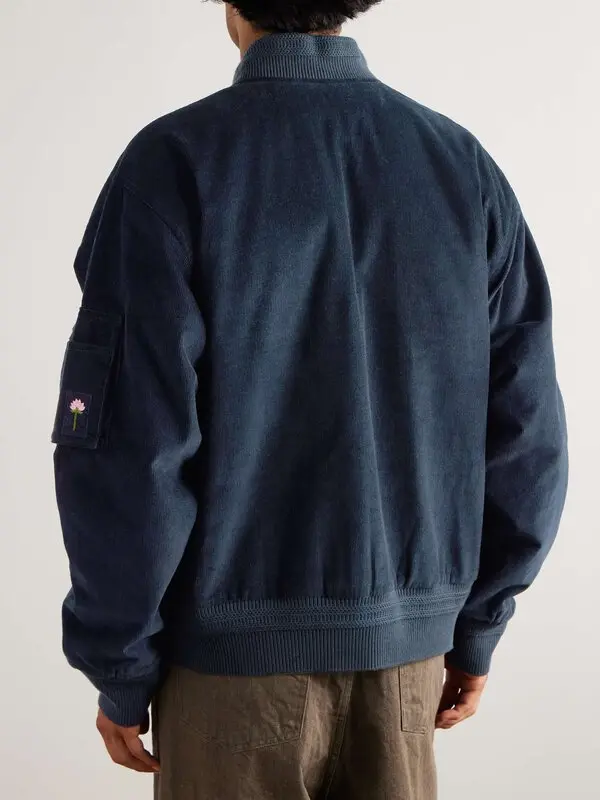 KARDO Max Logo-embroidered Cotton-corduroy Bomber Jacket - Navy
