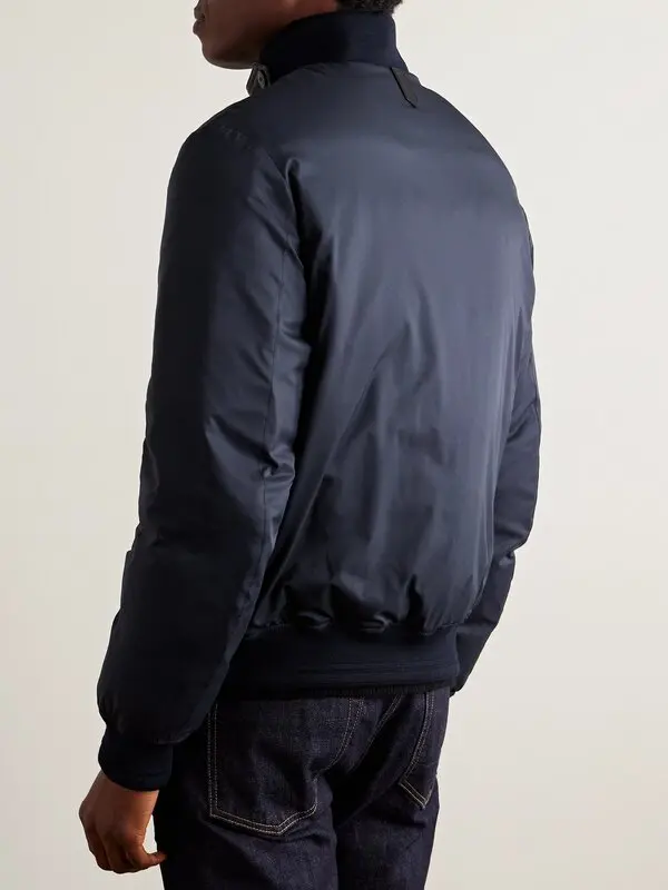 Canali Leather-trimmed Shell Down Bomber Jacket