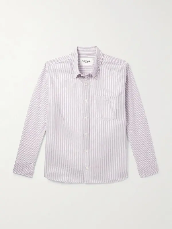 CORRIDOR Striped Cotton Oxford Shirt - Purple