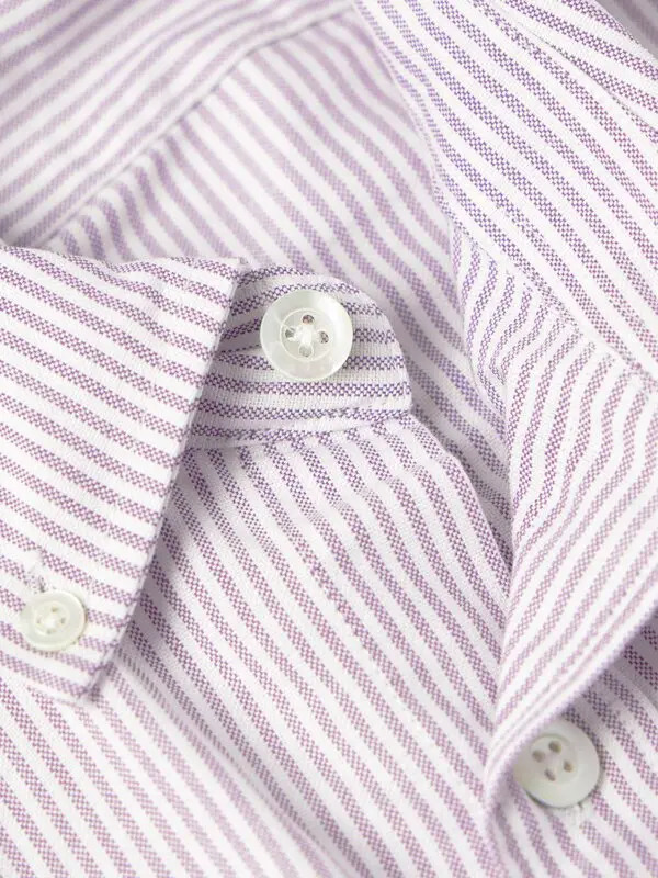 CORRIDOR Striped Cotton Oxford Shirt - Purple