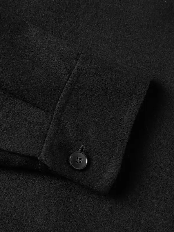 Canali Camp-collar Wool-blend Felt Overshirt - Black