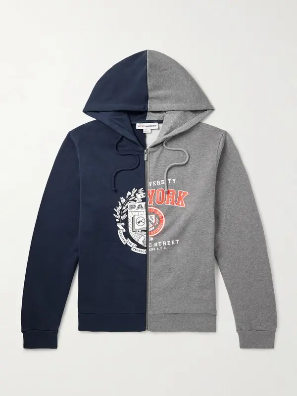 A.p.c. Marc Jacobs Printed Cotton-jersey Zip-up Hoodie