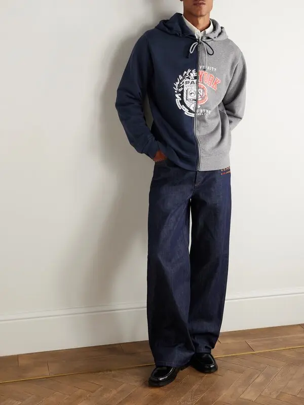 A.p.c. Marc Jacobs Printed Cotton-jersey Zip-up Hoodie