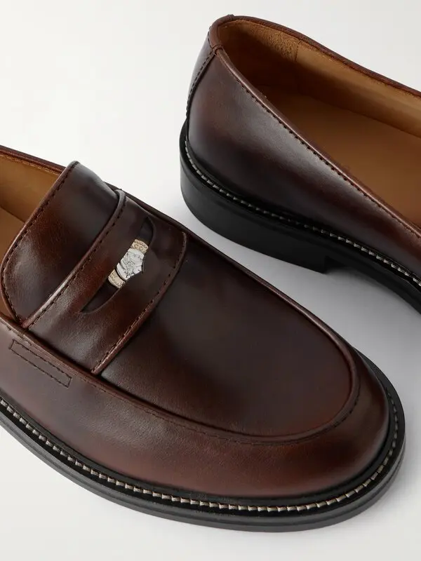 A.p.c. X Marc Jacobs Embellished Leather Penny Loafers