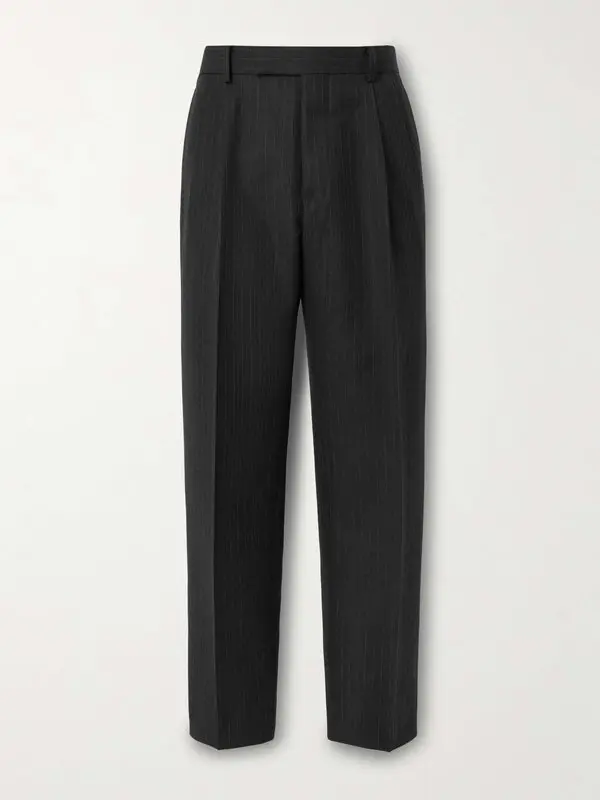 Auralee Straight-leg Pinstriped Wool Trousers - Charcoal