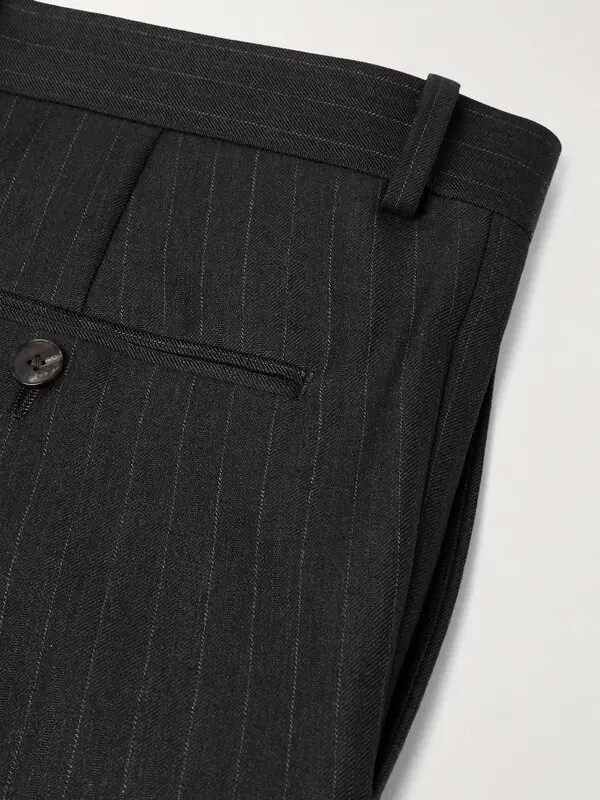 Auralee Straight-leg Pinstriped Wool Trousers - Charcoal