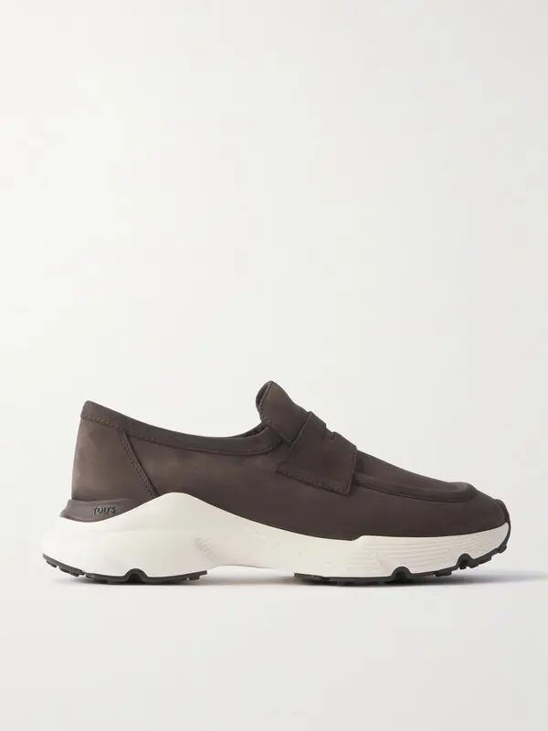 TOD'S Shearling-lined Suede Loafers - Brown
