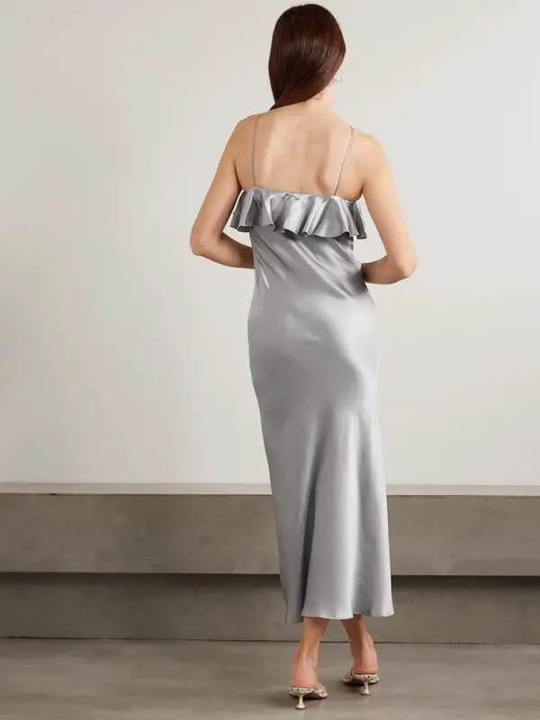allexina satin midi dress Allexina Satin Cowl Neck Midi Dress