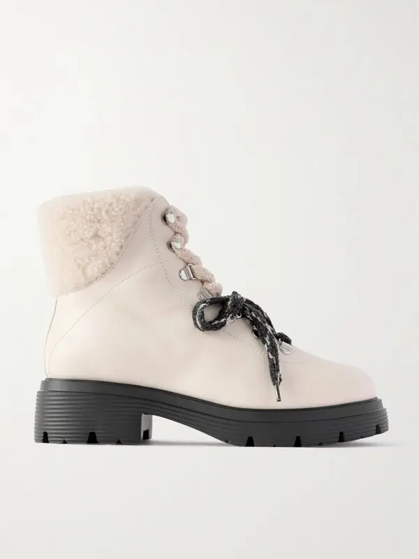 STUART WEITZMAN Hudson Lite Shearling-lined Ankle Boots - Neutrals