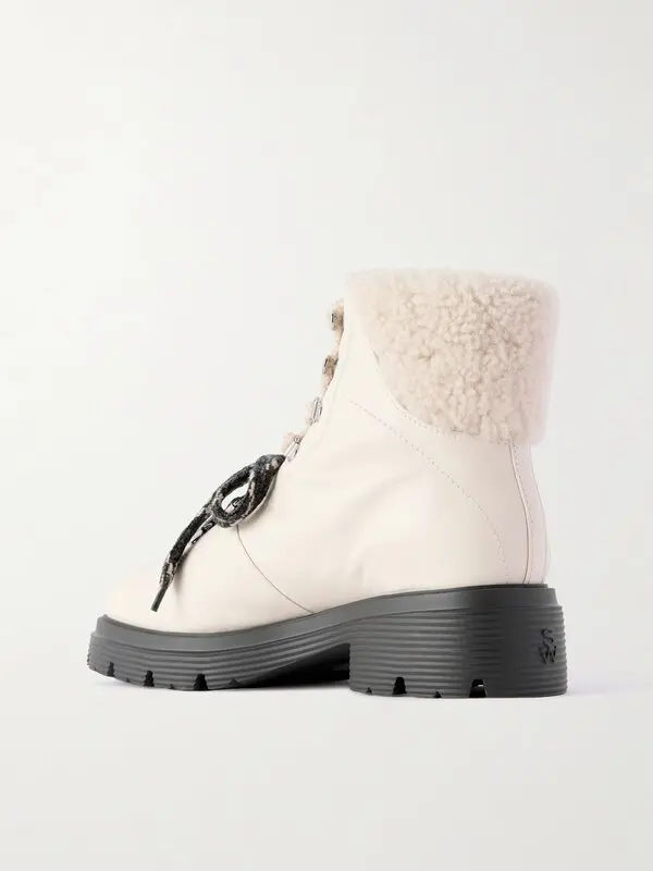 STUART WEITZMAN Hudson Lite Shearling-lined Ankle Boots - Neutrals