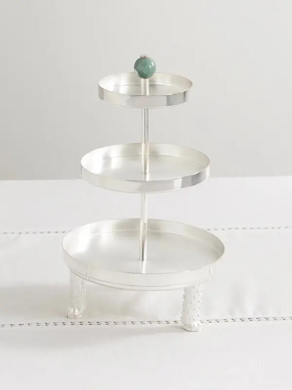 NATALIA CRIADO Plated And Jasper Cake Stand - Silver