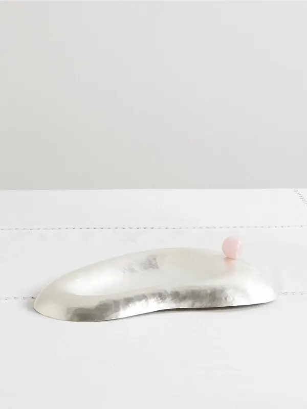 NATALIA CRIADO Plated Plate With Stone - Silver