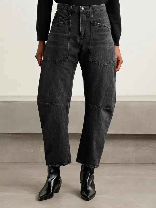 NILI LOTAN Shon Mid-rise Barrel-leg Jeans - Black