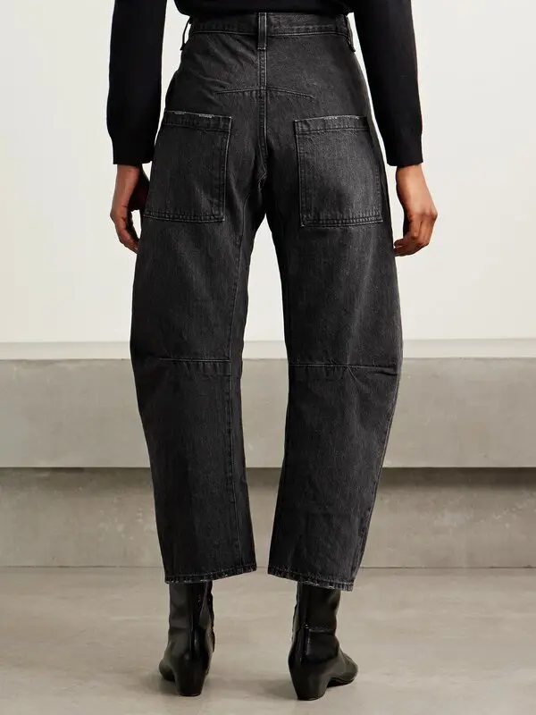NILI LOTAN Shon Mid-rise Barrel-leg Jeans - Black