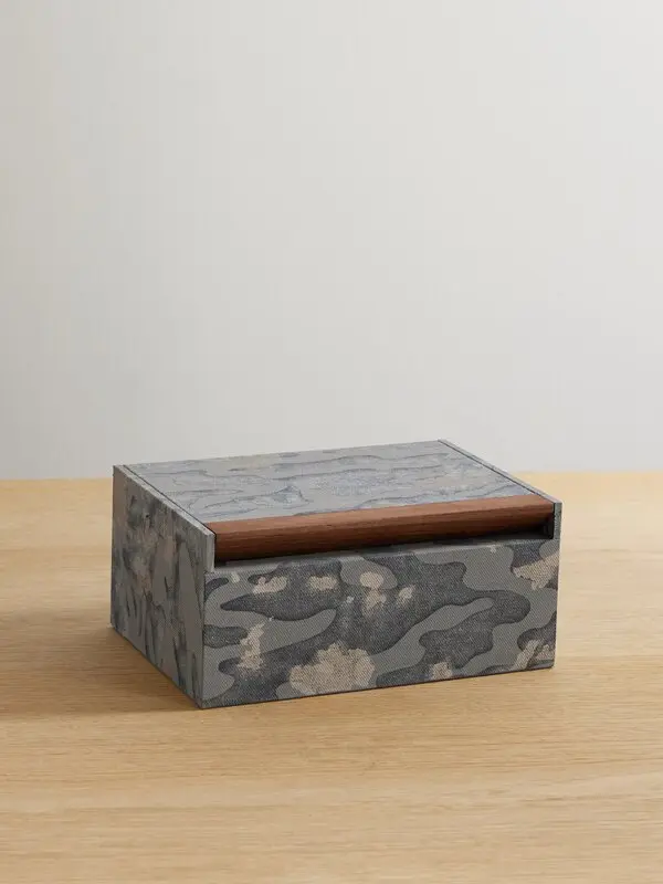 L'Objet Fortuny Isole Camouflage-print Twill And Wood Box - Blue