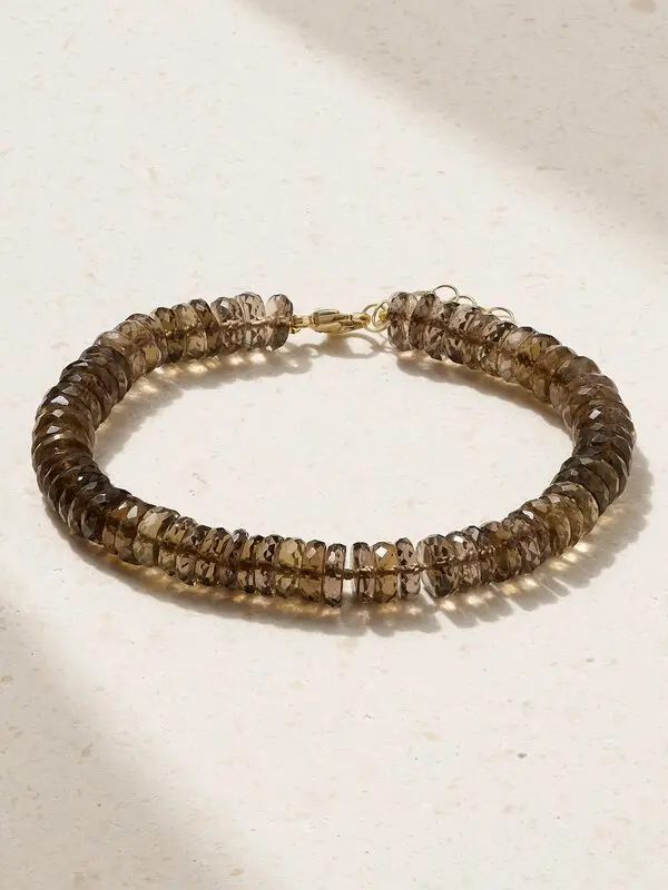 Jia Jia Gold Quartz Beaded Bracelet - Brown