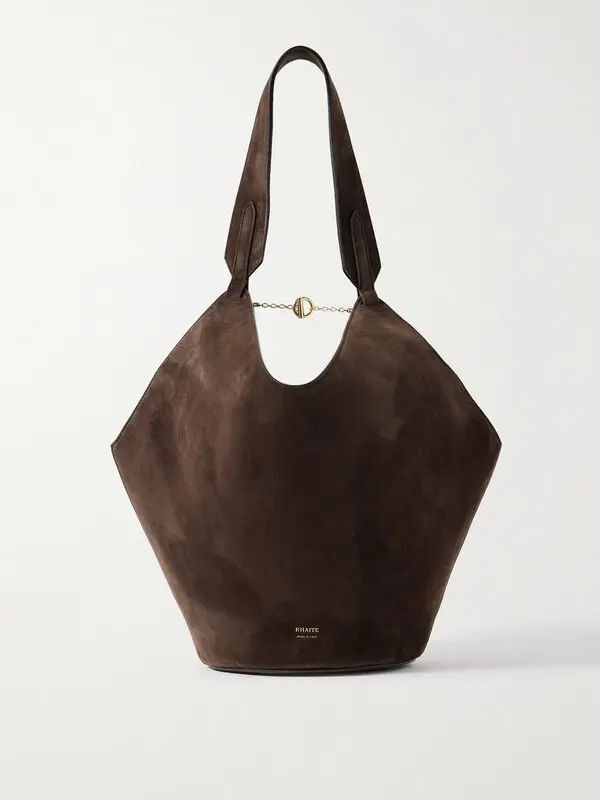 Khaite Lotus Small Suede Tote - Brown